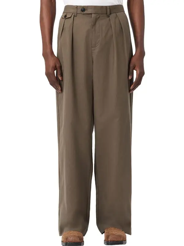 ALLSAINTS Conway Wide Leg Pleated Trousers - Brown