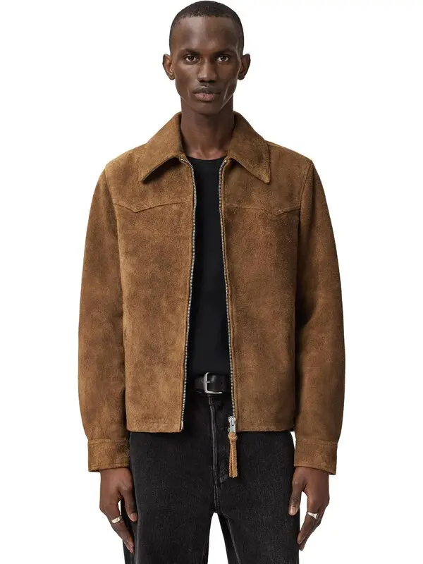 ALLSAINTS Dellcot Suede Jacket - Brown