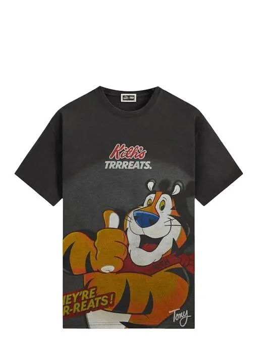 Kith Treats Kellogg’s Frosted Flakes Cereal Tony The Tiger Cereal Box Vintage Tee Shirt - Black