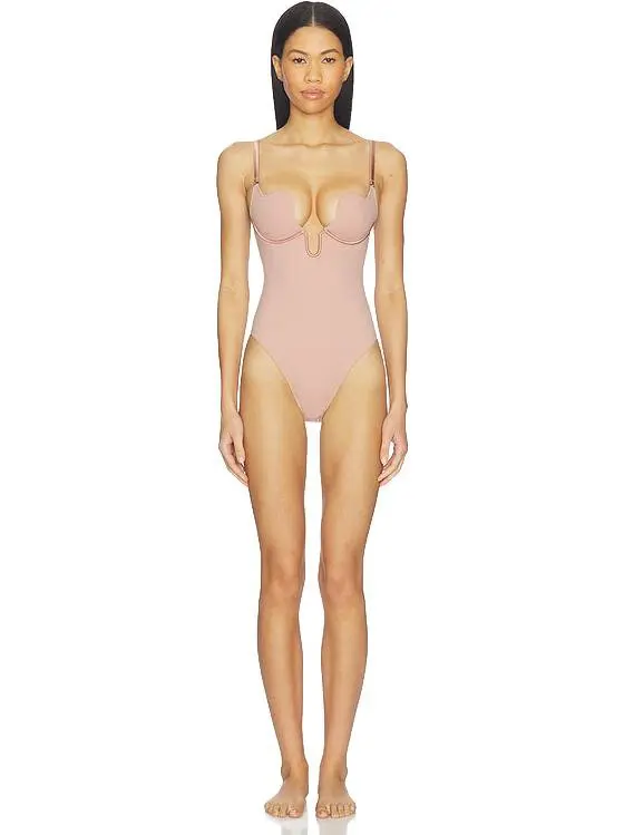 Fleur Du Mal Le Stretch U-plunge Bodysuit - Tan