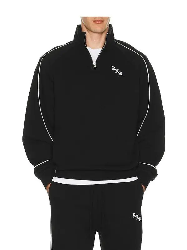BORN X RAISED Bxr Piped Quarter Zip Sweater - Black