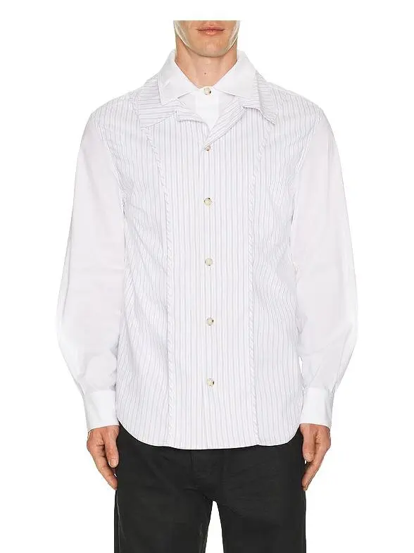Andersson Bell Open Collar Layered Shirt - White