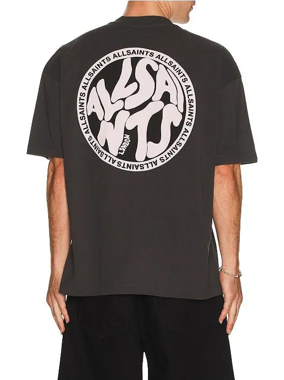 ALLSAINTS Distortion Tee In Black - Washed Black & Pink