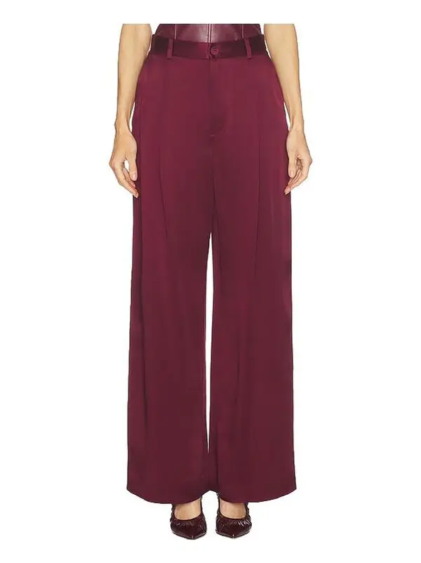 Lapointe Satin Pleated Wide Leg Trousers - Crimson