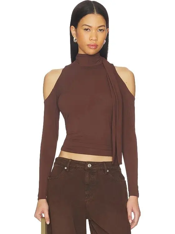 MIMCHIK Jean Scarf Top - Chocolate