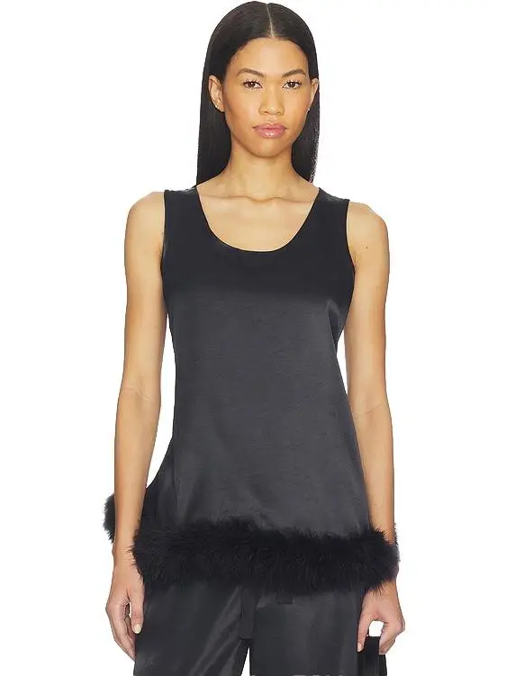 Sleeper Bisou Bisou Feather Top - Black