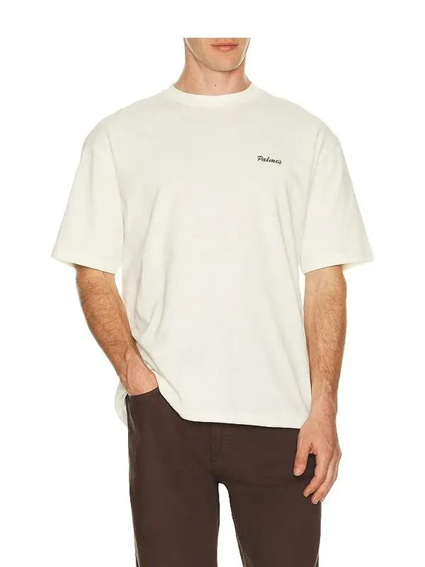 PALMES Stitch Tee In White - Off White