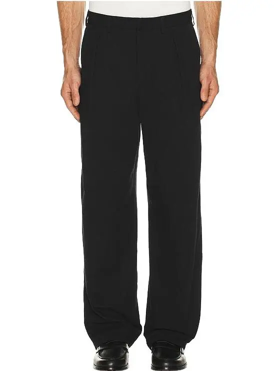 PALMES Wide Pleated Suit Trousers - Black