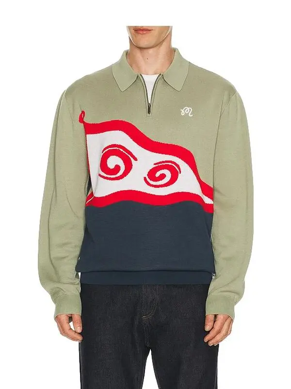 MALBON Burgee Sweater - Seagrass & Navy
