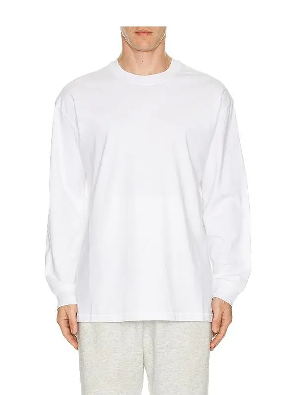 SKIMS Heavyweight Cotton Long Sleeve T-shirt In White - Chalk