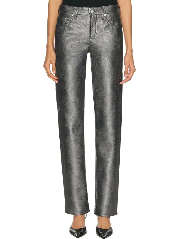 AGOLDE Low Rise Slim Metallic Pants - Gunmetal