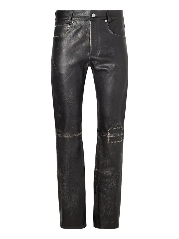 Enfants Riches Déprimés Slim-fit Flared Crust Leather Trousers - Black