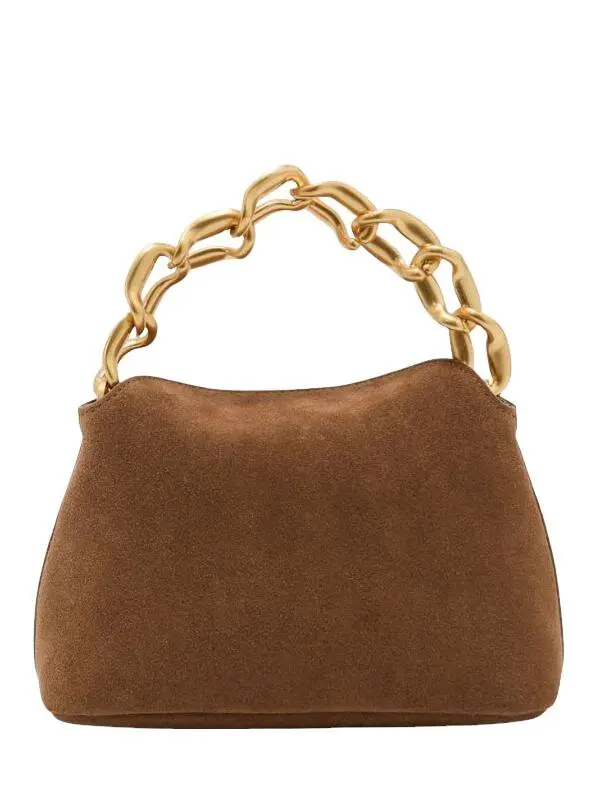 REISS Peony Suede Chain Grab Bag - Tan