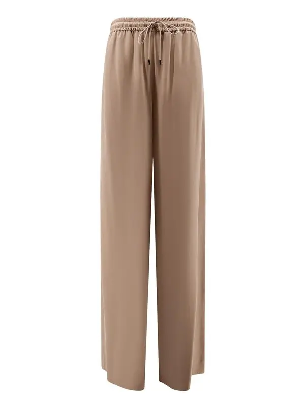 Max Mara Silk Wide Leg Trousers - Beige