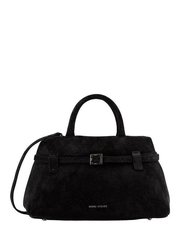 Manu Atelier Le Cambon 25 Suede Crossbody Bag - Black