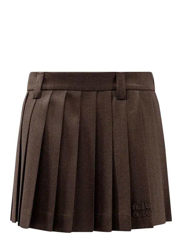 Miu Miu Cover Fabric Pleated Mini Skirt - Brown