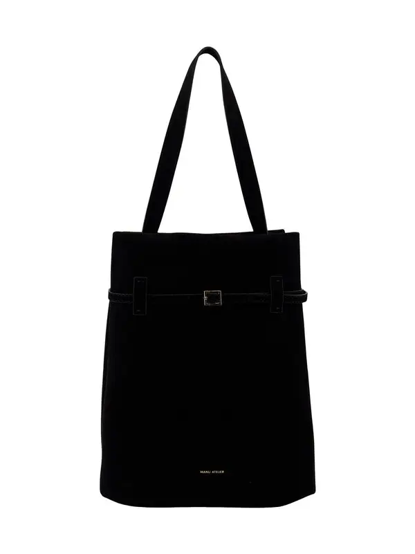 Manu Atelier Tote Du Jour Suede Shoulder Bag - Black
