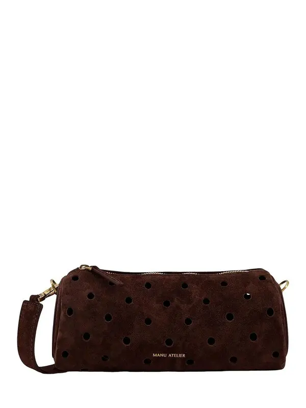 Manu Atelier Mini Cylinder Suede Bag - Brown