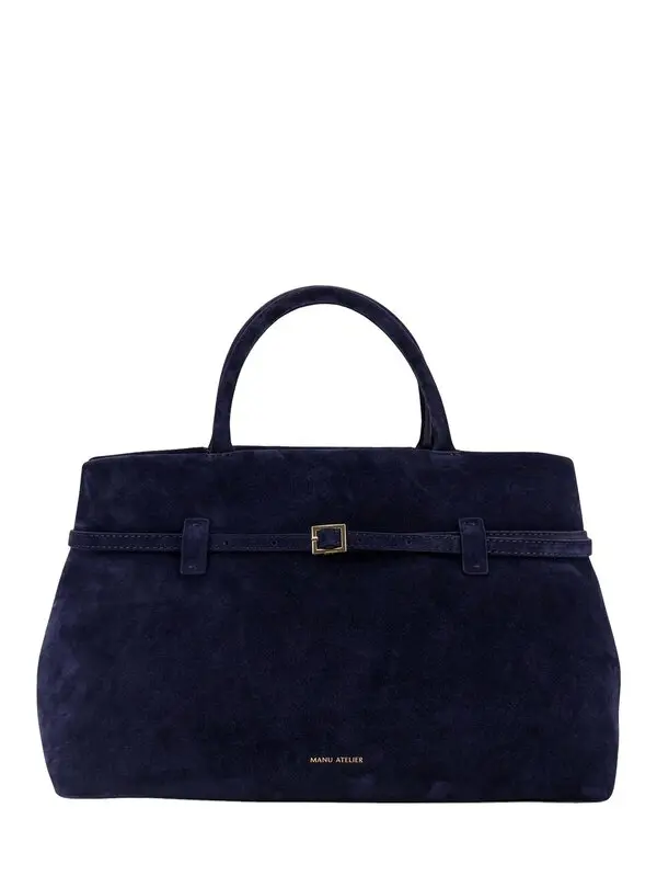 Manu Atelier Le Cambon 35 Suede Handbag - Blue