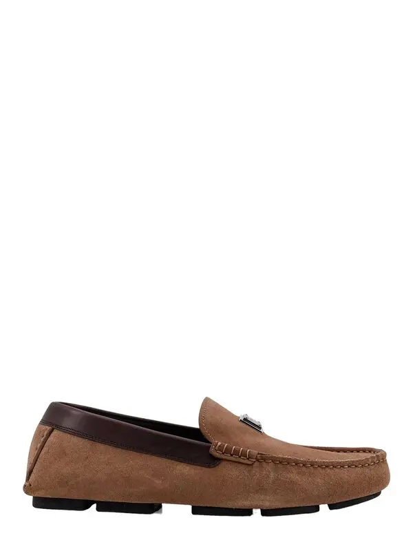 Dolce & Gabbana Suede Loafer With Leather Inserts - Brown