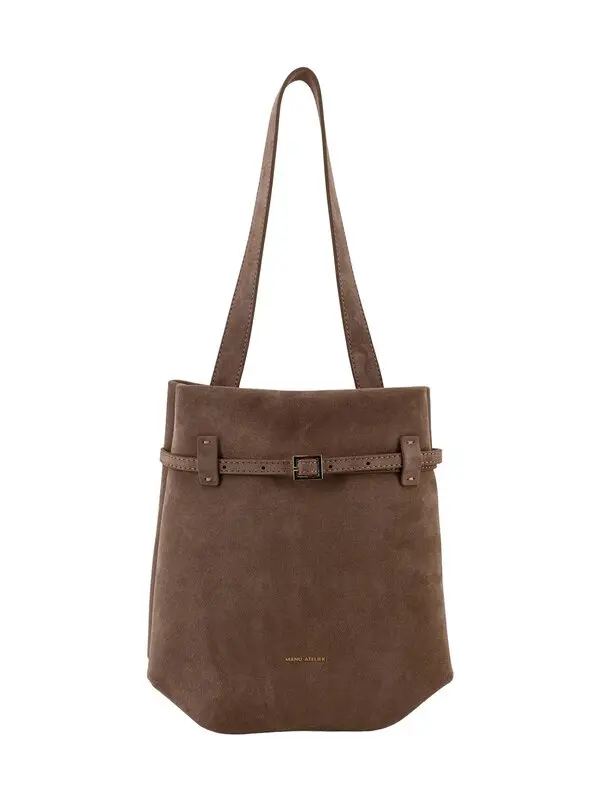 Manu Atelier Mini Tote Du Jour Suede Shoulder Bag - Grey