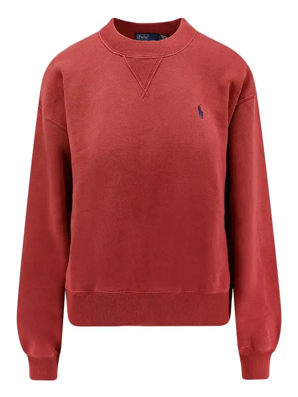 Polo Ralph Lauren Cotton Blend Sweater With Embroidered Logo - Red