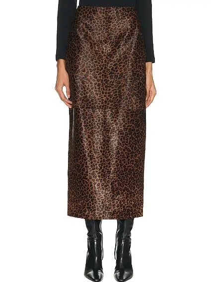 Nour Hammour Elisse Ponyhair Skirt - Deep Leopard