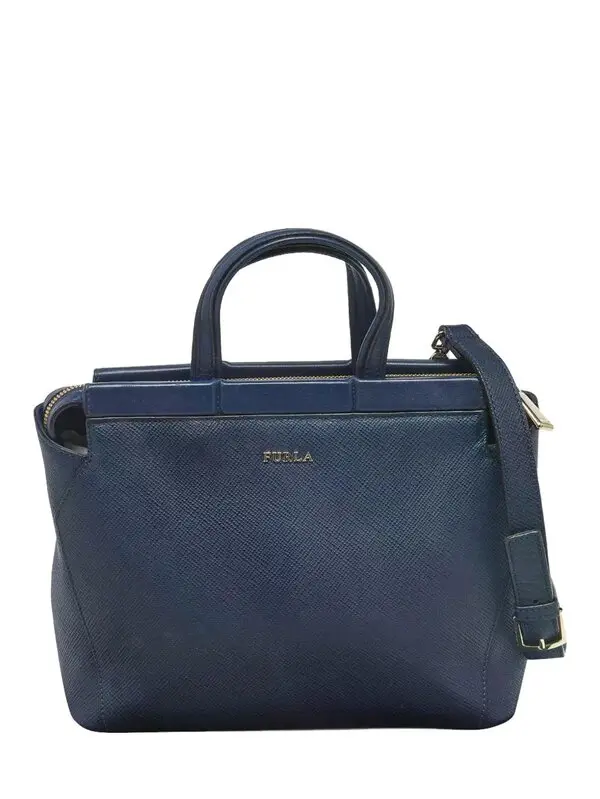 Furla Talia Leather Satchel Bag - Blue