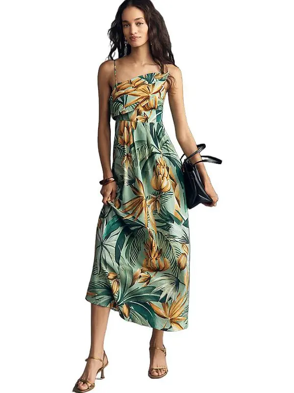 Farm Rio X Asymmetric Len Blend Dress - Tropicalia