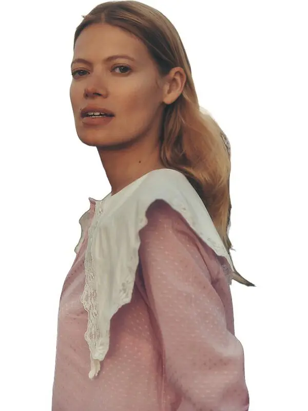 Anthropologie Oversized Collar Blouse - Bleached Mauve