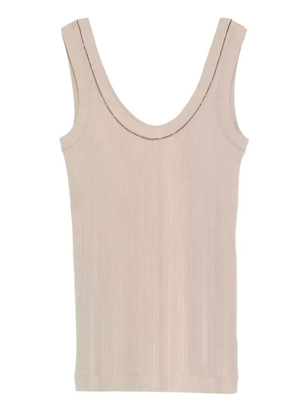 Brunello Cucinelli Embellished Ribbed Tank Top - Neutrals