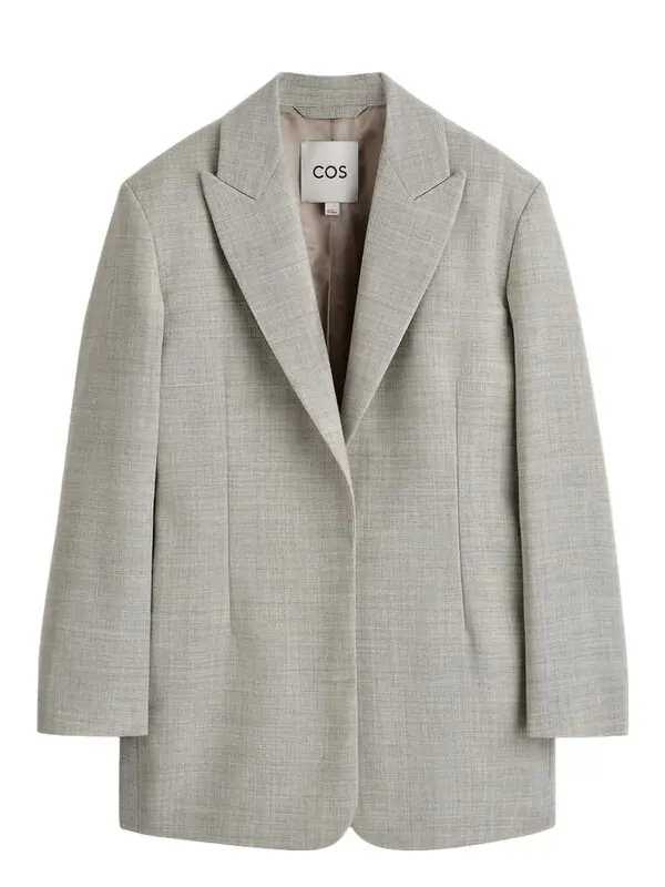 Cos Structured Wool-blend Blazer - Beige