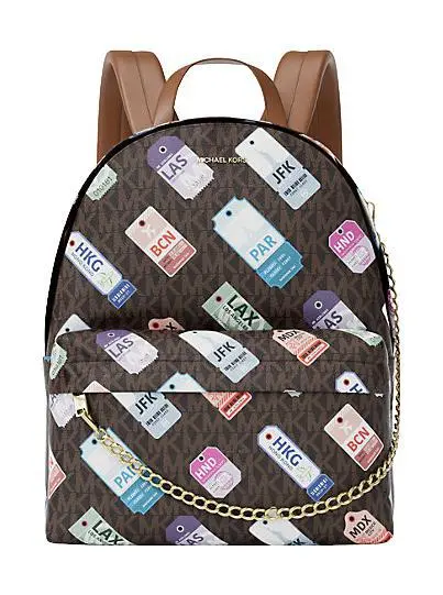 Michael Kors Slater Medium Printed Logo Backpack - Brown