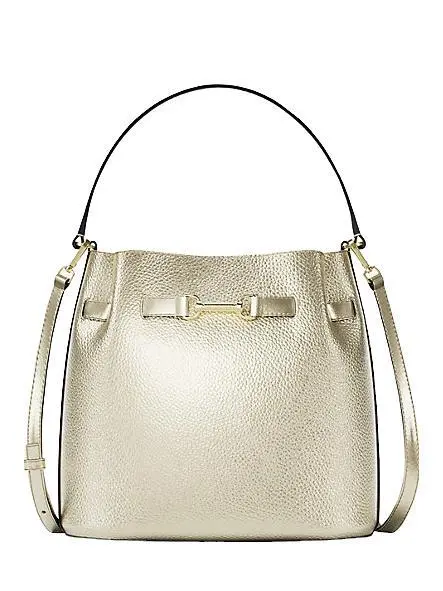Michael Kors Carson Medium Metallic Convertible Bucket Crossbody Bag - Gold