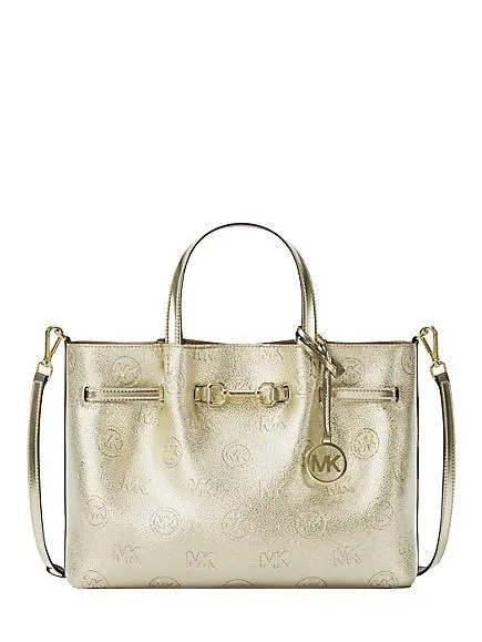 Michael Kors Carson Medium Debossed Satchel - Gold