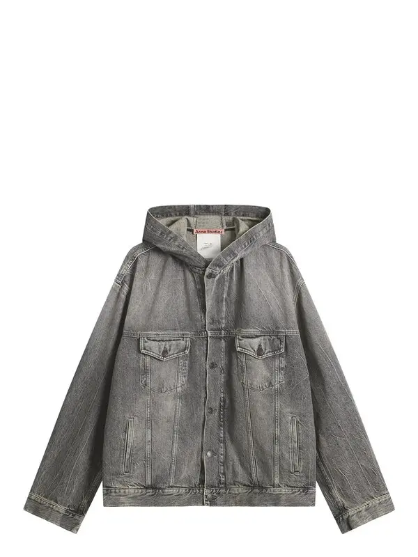 Acne Studios Gothik Wash Hooded Denim Jacket - Washed Black