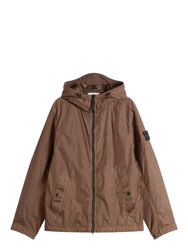 Stone Island Crinkle Reps Hooded Jacket - Shadow Brown