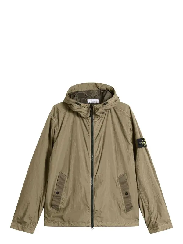 Stone Island Crinkle Reps Hooded Jacket - Military Green