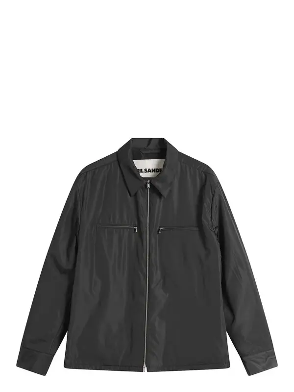 JIL SANDER Nylon Zip Up Shirt Jacket - Black