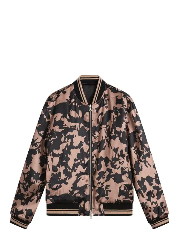 Dries Van Noten Abstract Floral Satin Reversible Bomber Jacket - Old Rose