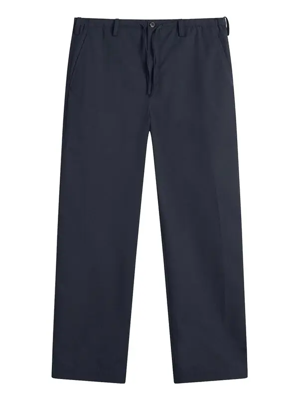 Dries Van Noten Cotton Wool Wide Leg Trouser - Navy