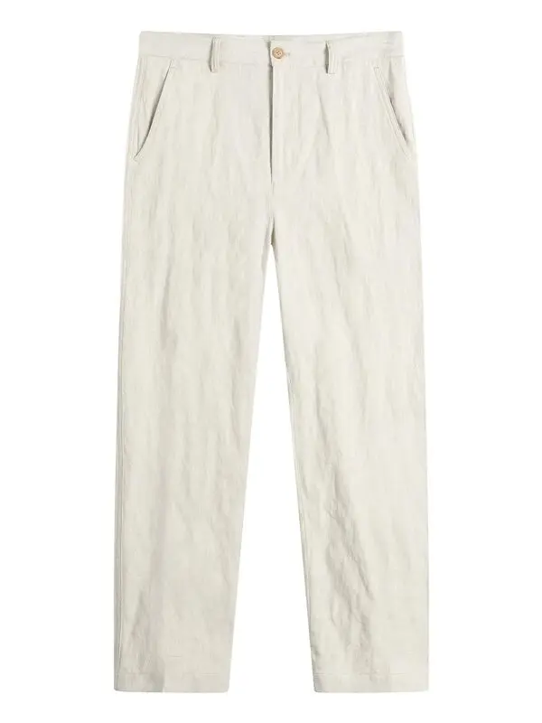 Dries Van Noten Herringbone Cotton Linen Trouser - Off White