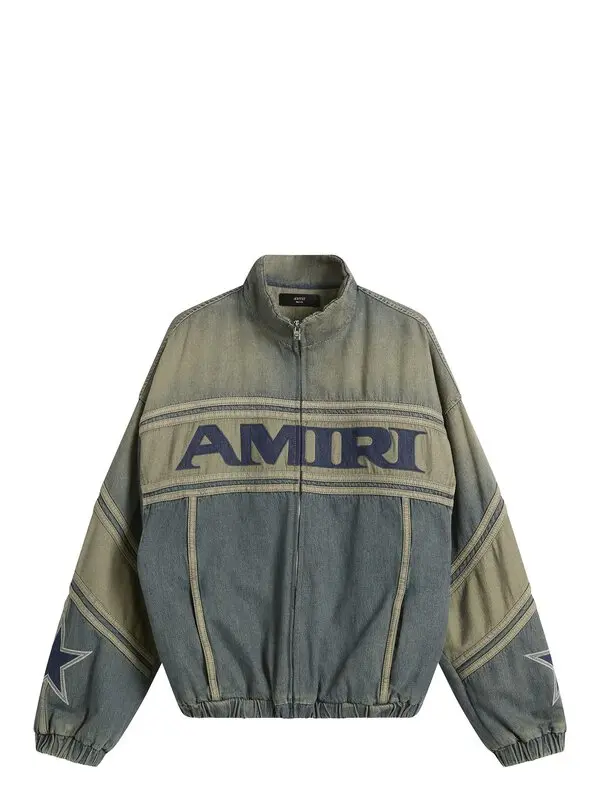 Amiri Sport Denim Track Jacket - Worn Slate