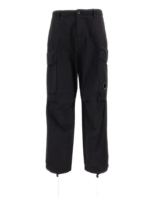 C.P. COMPANY Pantaloni Cargo Boxy Con Lente In Micro-reps - Nero