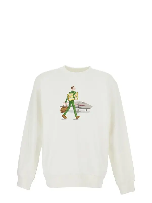 Drole De Monsieur Crewneck Relaxed Fit Sweatshirt - White