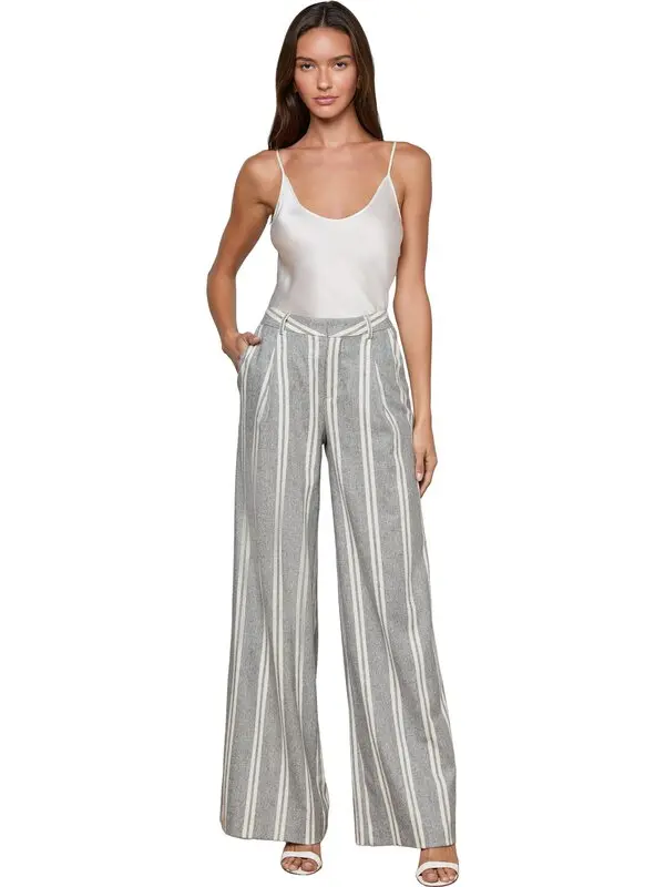 L'Agence Allanah Pinstriped Trouser - Grey/ivory Stripe