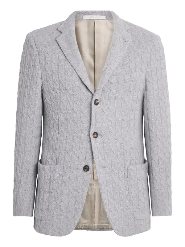 Eleventy Wool-cashmere Braided Blazer - Grey
