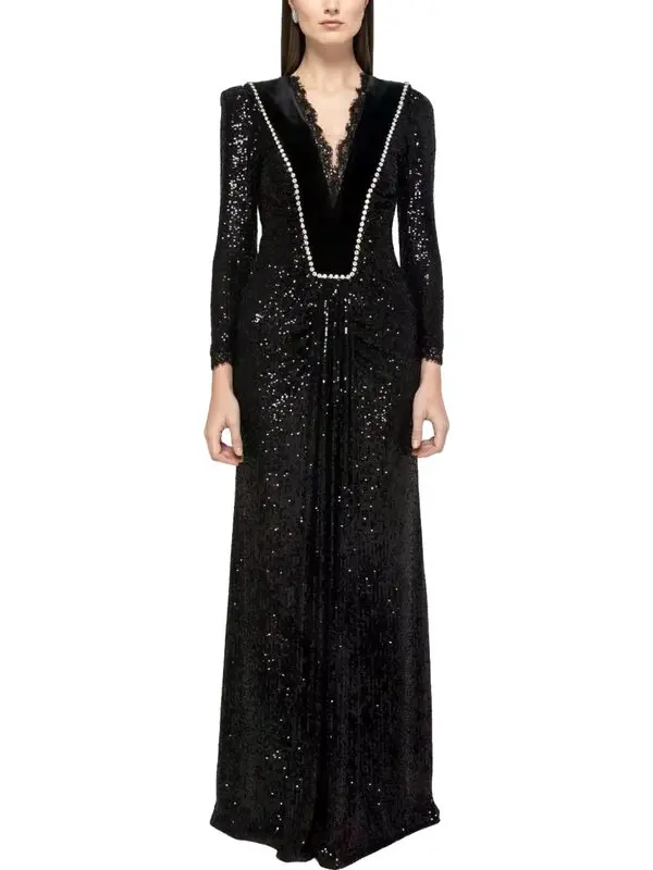 NISSA Sequin-embellished Maxi Dress - Black