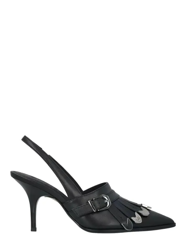 Pinko Buckled Fringed Pumps - Black