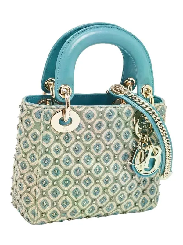 Dior Leather Tote With Crystal Embellishments - Blue